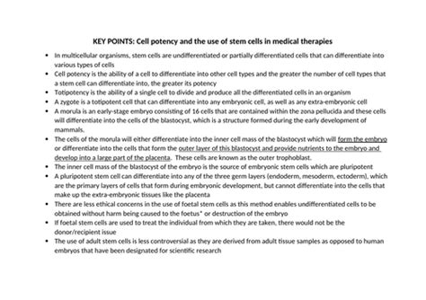 Stem Cells And Cell Potency Edexcel Int A Level Biology Teaching