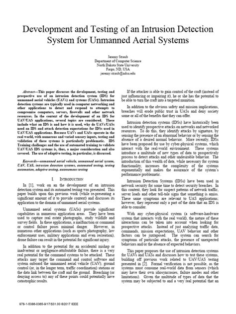 Development And Testing Of An Intrusion Detection System For Unmanned