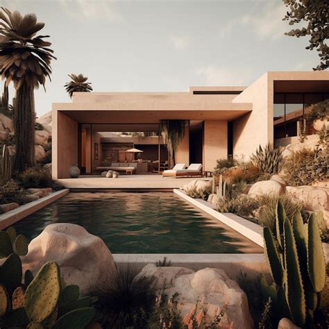 3d Architectural Rendering Clif Villa House Design Premium Ai