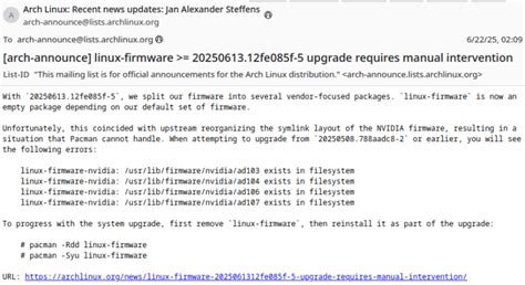 Arch Linux Linux Firmware Nvidia Usrlibfirmwarenvidia Exists In Filesystem