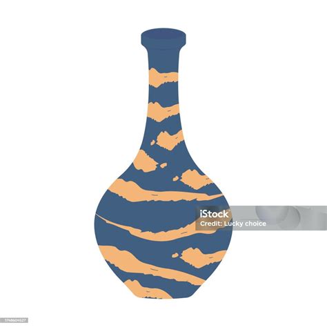 추상적인 브러시 스트로크 줄무늬가 있는 플랫 스타일의 손잡이가 없는 간단한 주전자 0명에 대한 스톡 벡터 아트 및 기타 이미지 0명 골동품 공예 Istock