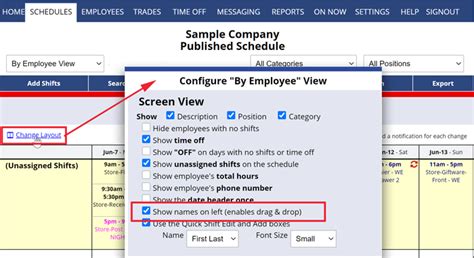 By Employee View DRAG DROP Move Clone Swap Undo WhenToWork Manager Help