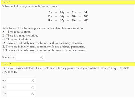Solved Solve The Following System Of Linear Equations Chegg
