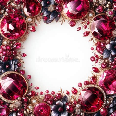 Beautiful Frame Of Rubies To Make A Ruby Jewel Frame Or Border Stock Illustration Illustration
