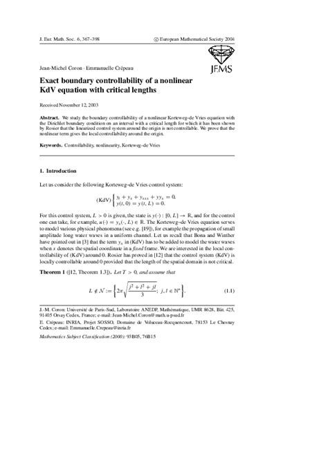Pdf Exact Boundary Controllability Of A Nonlinear Kdv Equation With