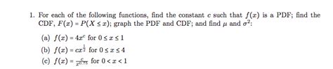 Solved For Each Of The Following Functions Find The Chegg