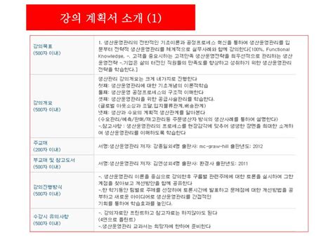 Ppt 생산 제조 운영 관리 강의 내용 소개 및 기타 Powerpoint Presentation Id1626436