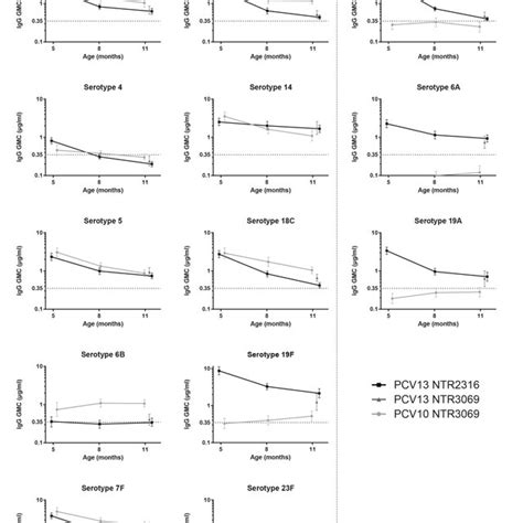 Serotype Specific Igg Concentrations At 5 8 And 11 Months Of Age Igg