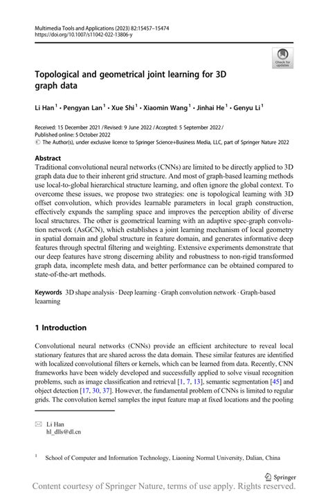Topological And Geometrical Joint Learning For 3d Graph Data