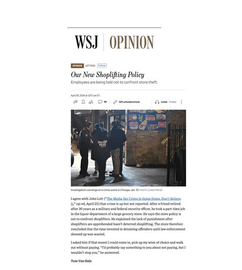 Letter In The Wsj Responding To Lotts Op Ed In The Newspaper Crime