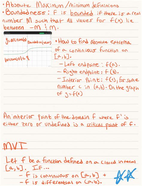 Applications Of Derivatives Extrema Mean Value Theorem Absolute Maximumthinimom Definitions