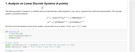 Analysis On Linear Discrete Systems Points The Chegg