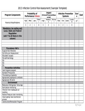 2013 2026 Form Infection Control Risk Assessment Example Template