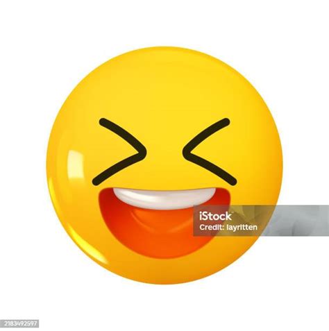 Grinning Squinting Face Emoji Emotion 3d Cartoon Icon Yellow Round Emoticon Vector Illustration