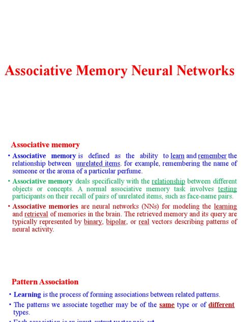 Associative Memory Neural Networks Pdf Memory Cognitive Neuroscience