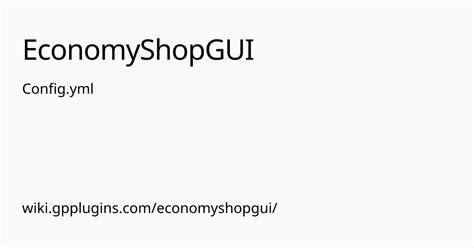 Config Yml EconomyShopGUI Wiki