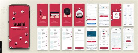 모바일 앱 디자인 ui ux gui 모형 세트 로그인 및 비밀번호 입력 및 화면 프리미엄 벡터