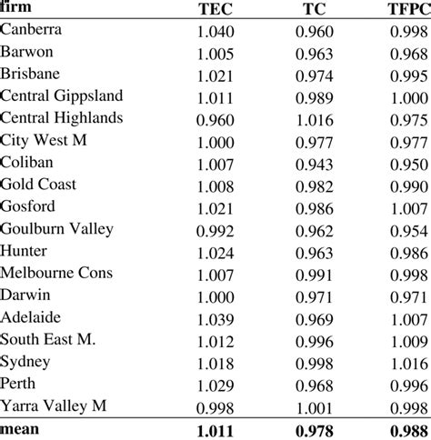 Annual Average Firm Level Tfp Results 199596 To 200203 Download