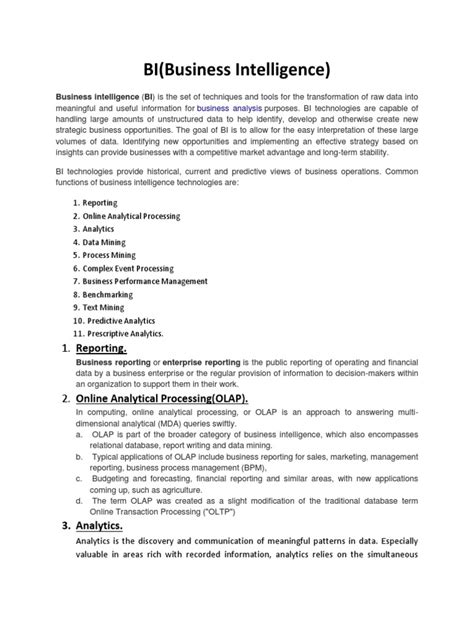 bi business intelligence 1 reporting pdf business intelligence