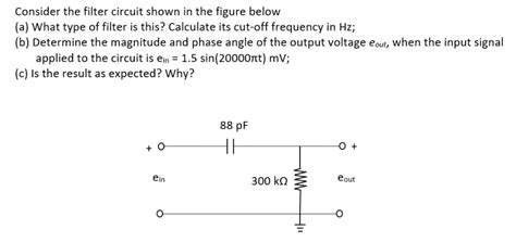 solved consider the filter circuit shown in the figure below