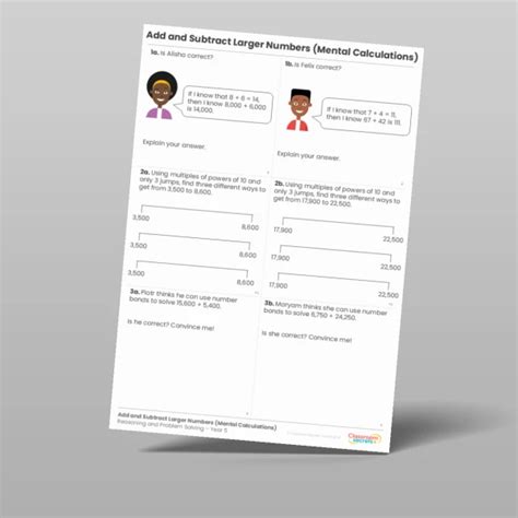 Year 5 Add And Subtract Larger Numbers Mental Calculations Reasoning
