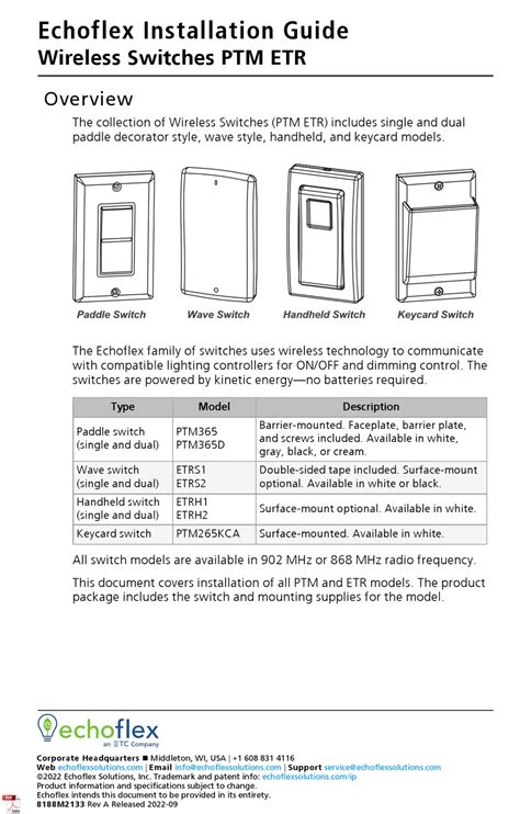 Echoflex Ptm Series Installation Manual Pdf Download Manualslib