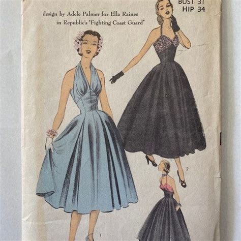 Vintage 96cm 38 Bust Size 1950s Tea Dress Day Dress Sewing Pattern