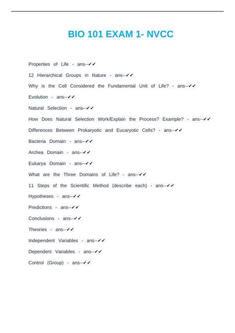 Bio 101 Exam 1 Nvcc Questions And Answers Bio 101 Stuvia Us