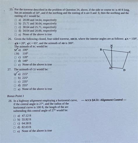 Solved 25 For The Traverse Described In The Problem Of Chegg Com