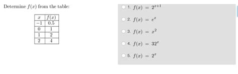 solved determine f x from the table 1 f x 2x 1 2