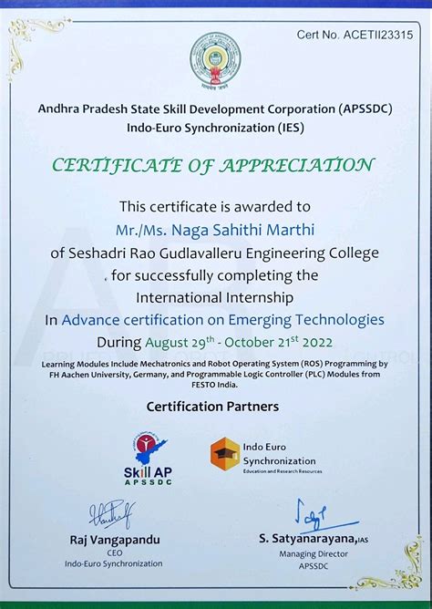 sahithi marthi on linkedin internship appliedrobotcontrol apssdc
