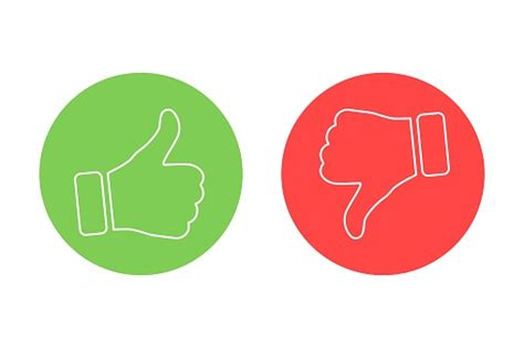 엄지 손가락을 위로 하고 엄지손가락을 아래로 치우고 있습니다 좋아하거나 싫어합니다 벡터 일러스트 라인 아이콘입니다 거절에 대한