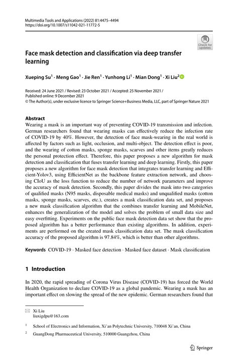 PDF Face Mask Detection And Classification Via Deep Transfer Learning