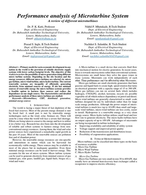Performance Analysis Of Microturbine System Pdf Turbine Gas Turbine