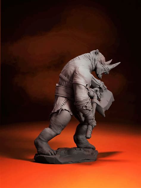 Raino The Rhino Warrior Only Free Base Free 3d Model 3d Printable Cgtrader