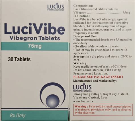 Gemtesa Vibegron 75 Mg 30 Tablets Generic Bangladesh