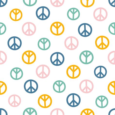 Premium Vector Seamless Pattern With Colorful Hand Drawn Peace Symbols