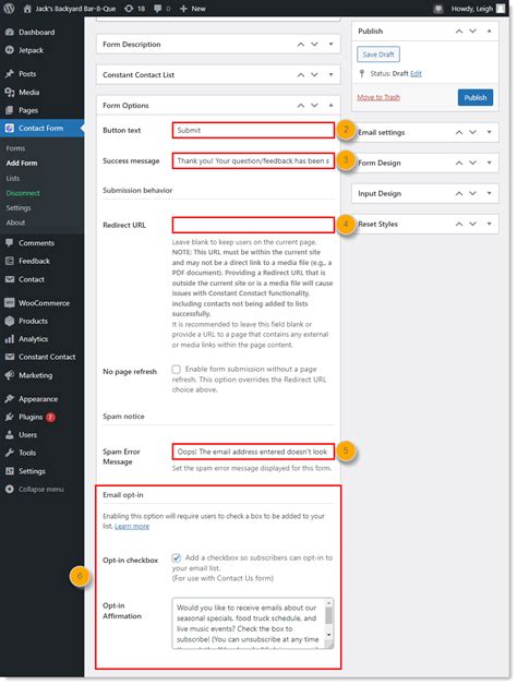 create a contact us form with the constant contact forms for