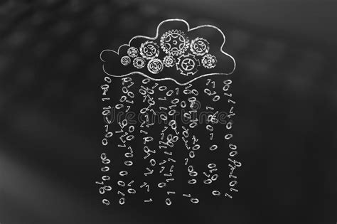 Cloud With Binary Code Rain And Security Lock And Chain Stock Image