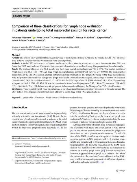Comparison Of Three Classifications For Lymph Node Evaluation In Patients Undergoing Total