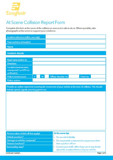 Form Collision Report Easyfleetr