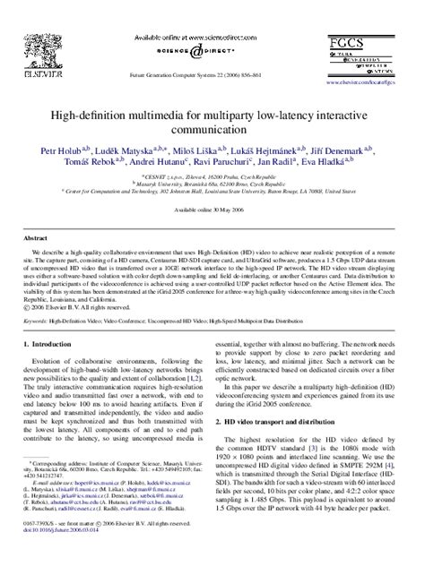 Pdf High Definition Multimedia For Multiparty Low Latency Interactive