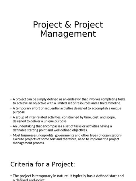Project And Project Management Pdf Project Management Business Economics