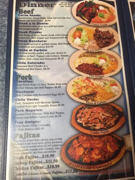 Menu At Tres Hermanos Restaurant American Falls Pocatello Ave