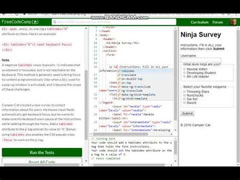 Applied Accessibility Use Tabindex To Add Keyboard Focus To An Element Free Code Camp Dani YouTube