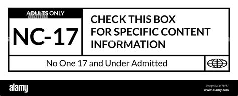 Film Rating System Label Sticker With Text NC 17 Rated Black And White
