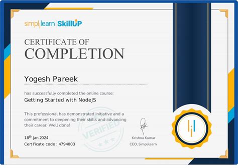 completion of introduction of nodejs course yogesh pareek posted