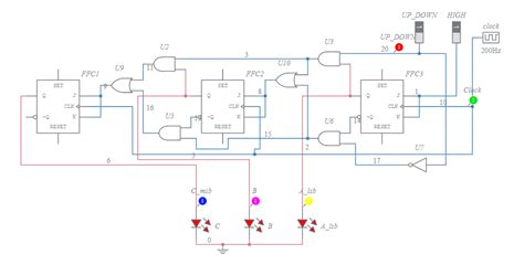 Up Down 3 Bit Synchronous Counter Multisim Live