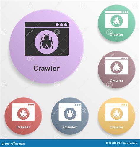 Online Marketing Crawler Badge Color Set Icon Simple Glyph Flat Vector Of Online Marketing