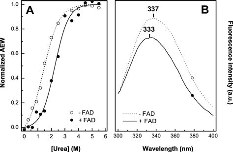 Urea Unfolding Curves A And Trp Fluorescence Emission Spectra B For